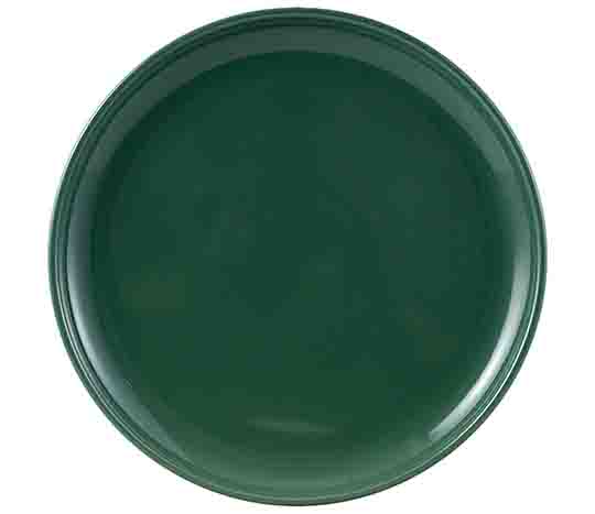 Dark green stoneware dinner plate.